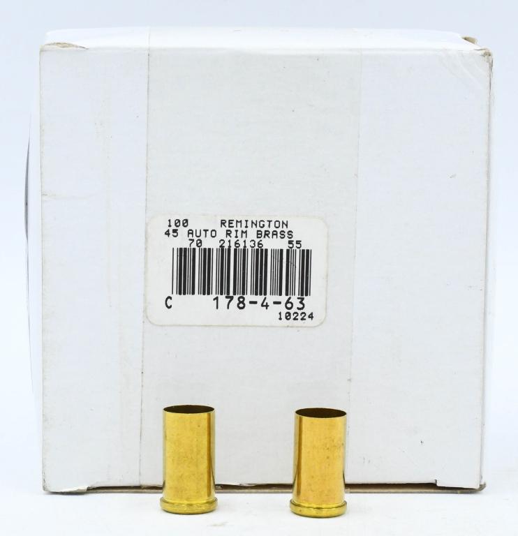 100 Ct New Remington .45 Auto Rim Brass Casings