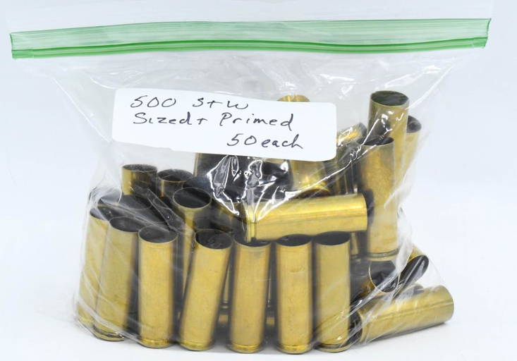 50 Count Of .500 S&w Empty Primed Brass Casings