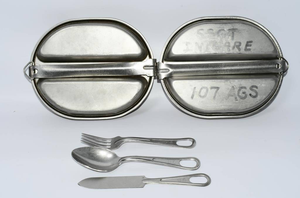 (2) Us Military Mess Kits W/ 3 Pc Utensils Auction