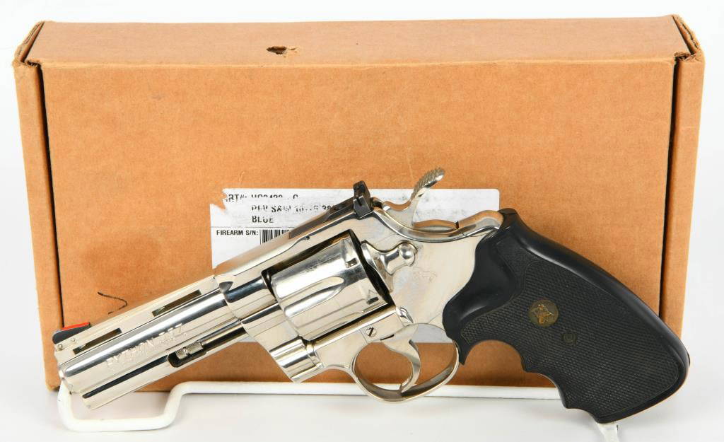Nickel Colt Python Revolver .357 Magnum 4" Barrel Auction