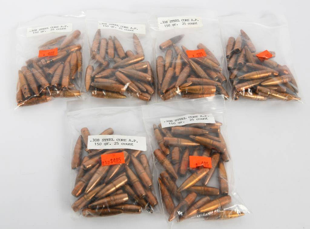 150 Count .308 Steel Core A.p Reloading Bullet Auction