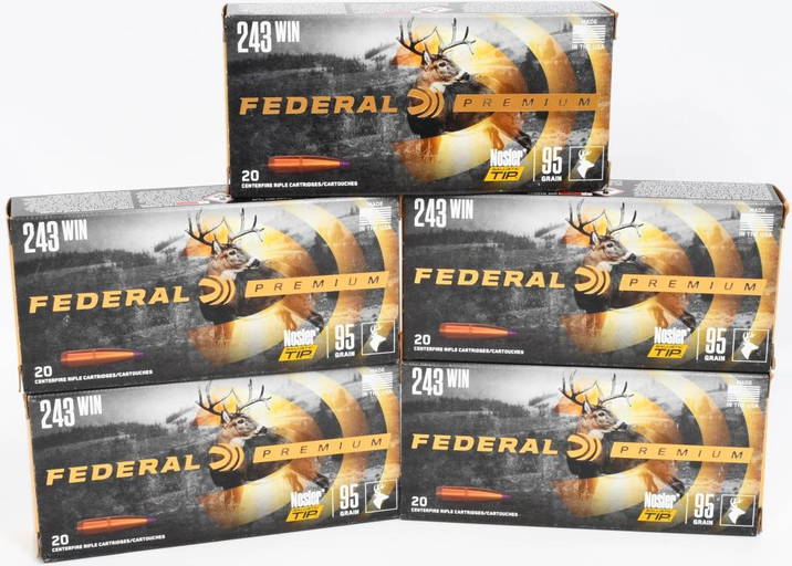 100 Rounds Of Federal Premium .243 Win Ammo