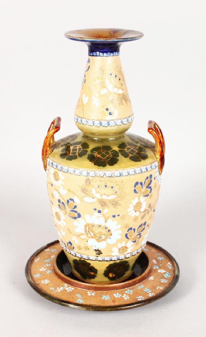 A DOULTON LAMBETH STONEWARE SLATER'S PATENT TWO HANDLED
