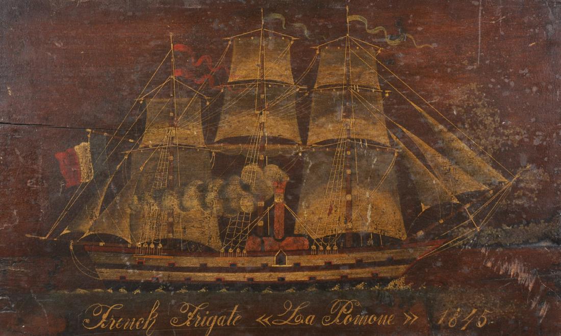 French School. "French Frigate La Pomone 1845", Oil on