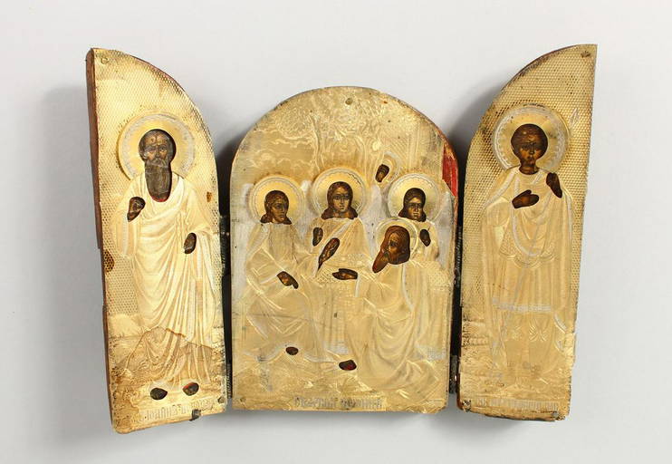 A Folding Triptych, With Silver Gilt Cover. Maker: