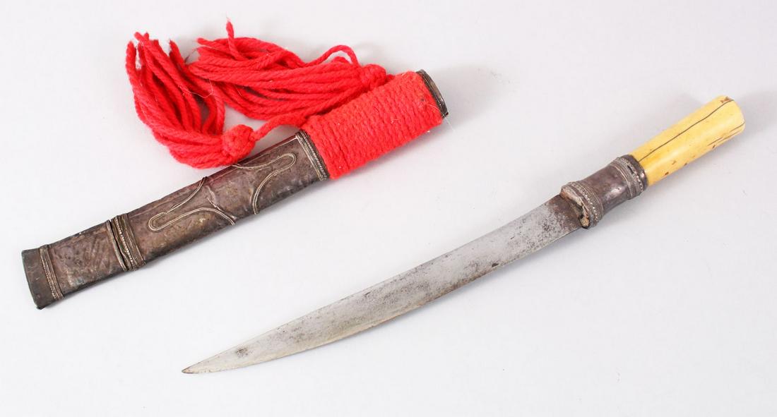 A Good Persian / Indian Bone Handle Dagger, With A