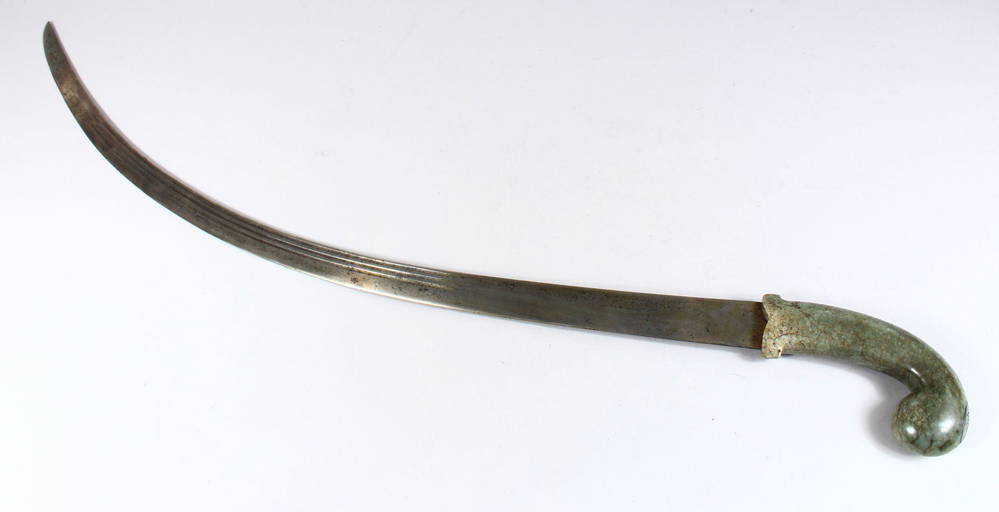 An 18th/19th Century Indian Sword With Carved Hardstone