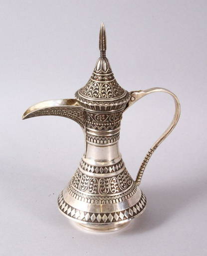 An Islamic Ottoman Silver Silver Dallah Coffee Pot,
