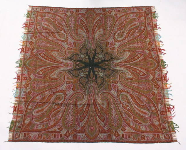 A Kashmiri Textile/shawl, Woven In Reds And Greens, With A Radiating ...