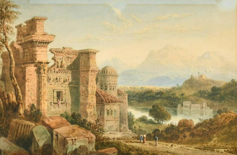 Attributed to George Earp, A pair of Continental views of waterside ...