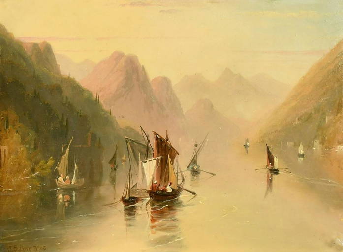 J. B. Pyne (19th Century), 'italian Lake', Oil On Panel, Signed And ...