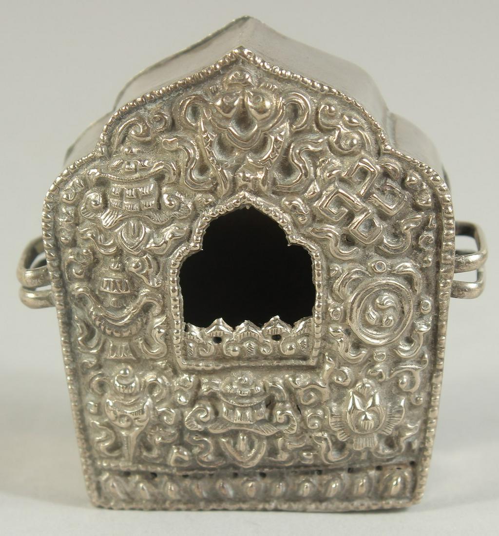 A Fine 19th Century Tibetan Silver Amulet Case, 6.5cm X 6cm. Auction