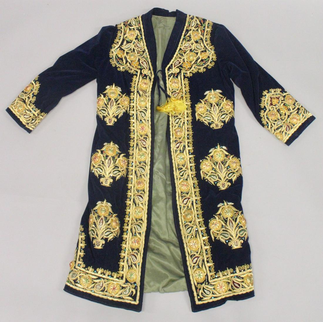 A Middle Eastern Embroidered Velvet Coat. Auction