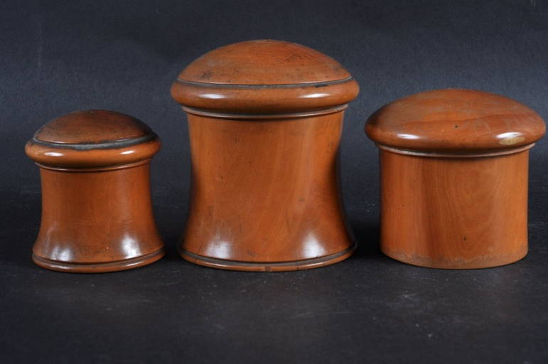 Three 19th Century Turned Treen Boxes And Covers, 4ins,