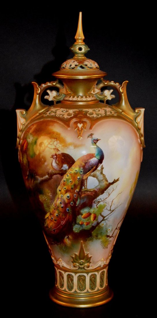 A Royal Worcester Vase And Cover, Pattern No. F.h.100,