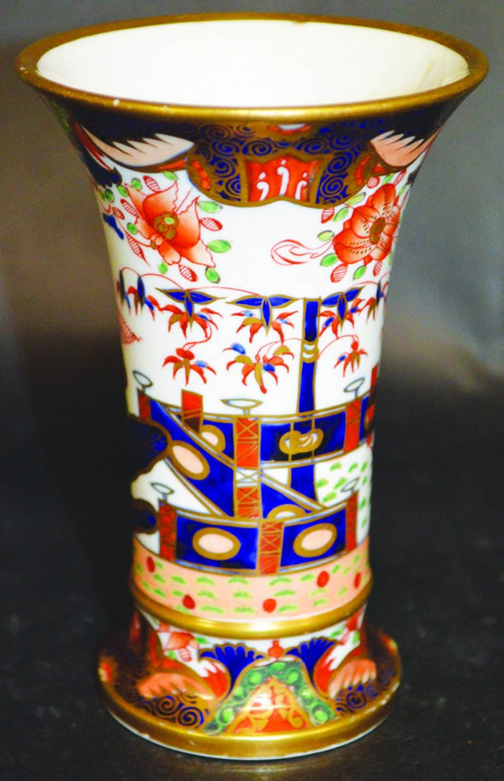 A 19TH CENTURY SPODE SPILL VASE painted with Imari