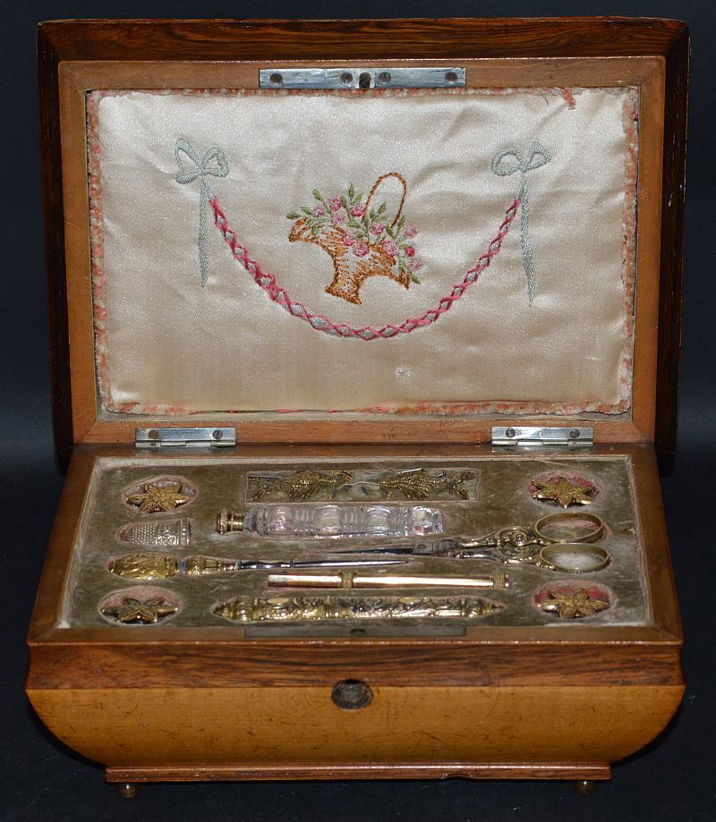 A GOOD LATE REGENCY SEWING BOX with fitted interior,