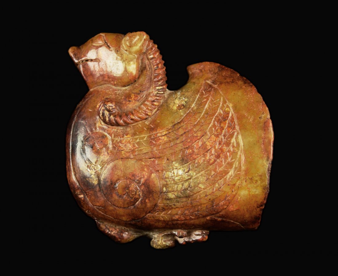 A West Han Dynasty Style Old Jade Figurine Of A Cow