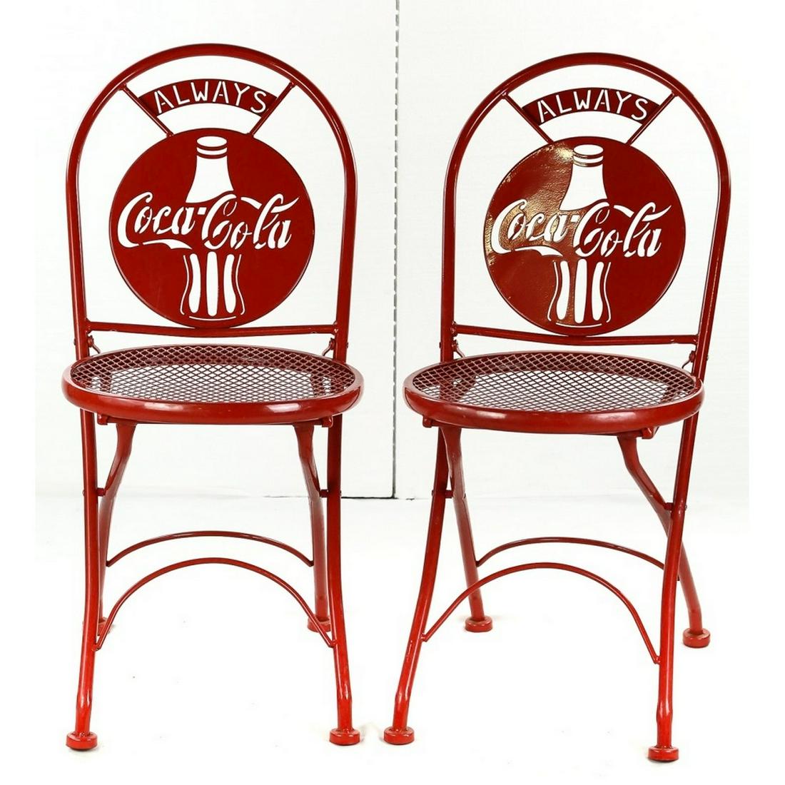 Coca Cola Metal Folding Chairs (2)