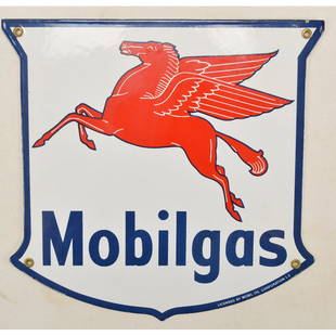 Large Metal Mobil Gas Sign