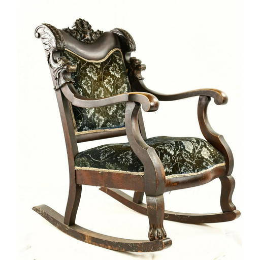 R.j. Horner Style Ornate Griffin Rocking Chair