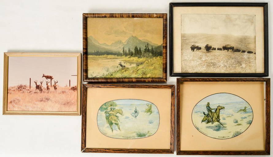 5 Framed Western Art Pieces