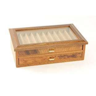 Agresti Italian Burlwood Humidor With 2 Doors And 10 Drawers