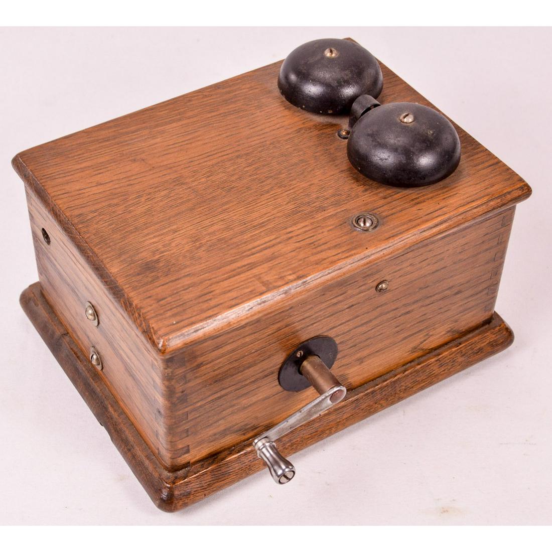 Antique Telephone Box W/crank