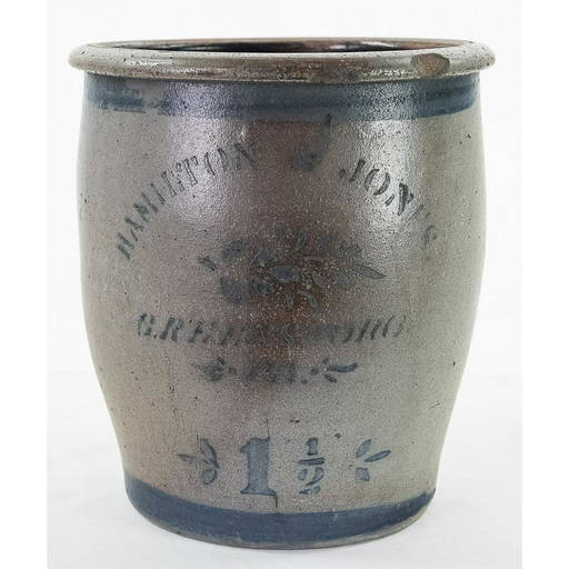 Antique Stoneware Decorated Crock Hamilton & Jones (#1390) on Feb 26 ...