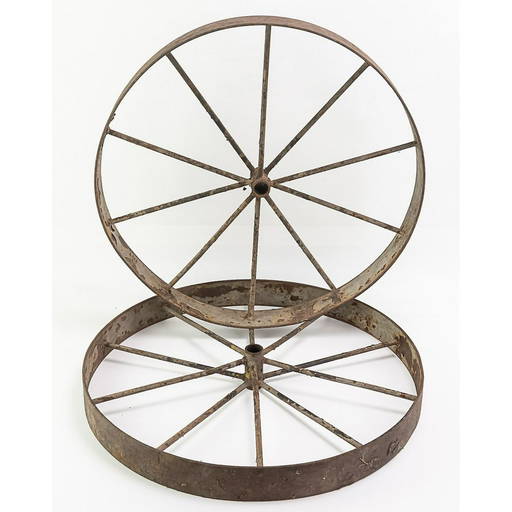 Pair Of Iron Spoked Farm Implement Wheels
