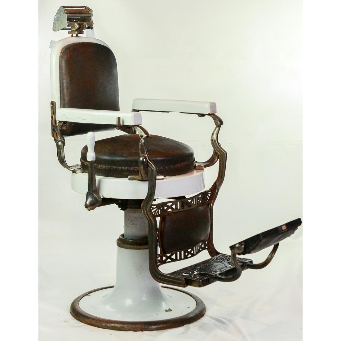 Vintage Koken Porcelain Round Bottom Barber Chair