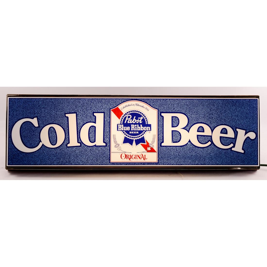 Pabst Blue Ribbon Beer Light Sign "cold Beer"