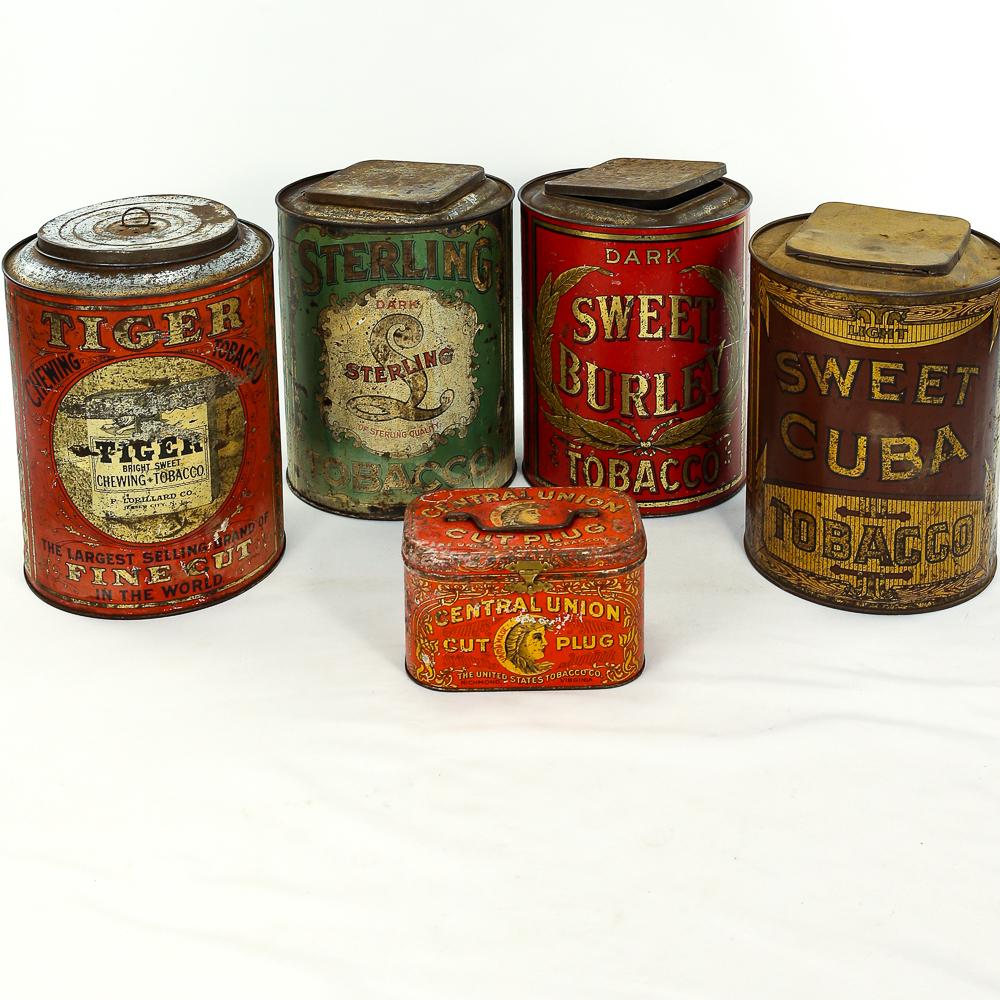 5 Vintage Tobacco Advertising Tins
