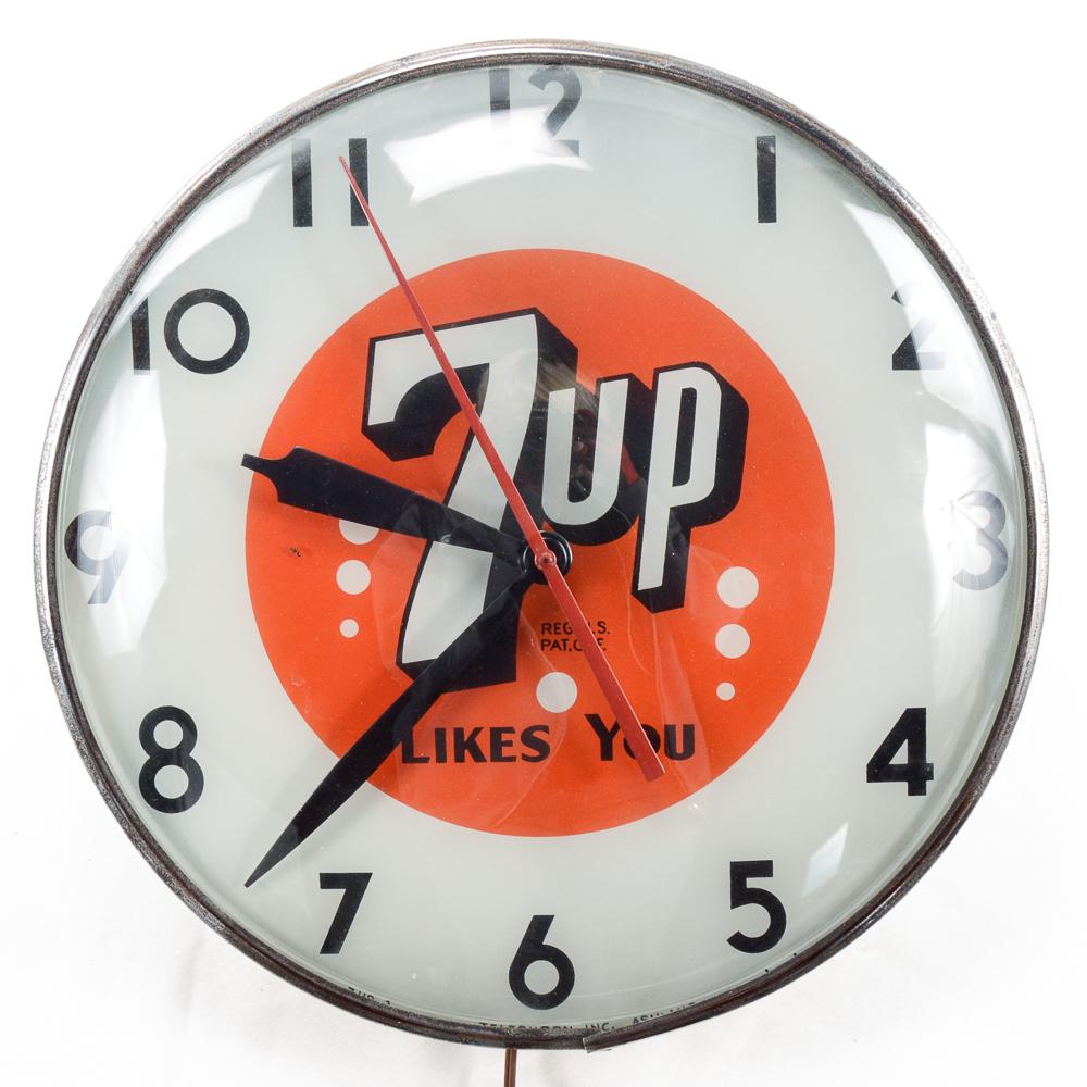 1940s 1950s 7up Light Up Clock