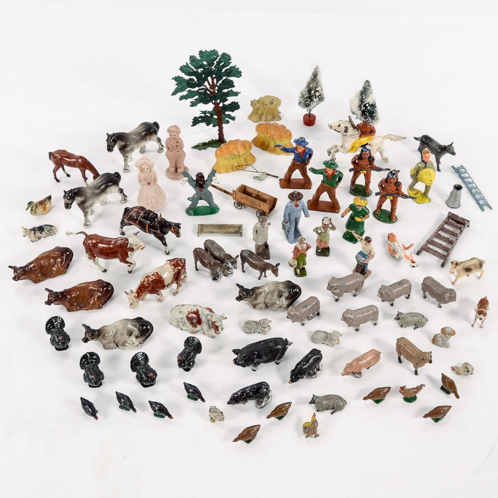 Assorted Vintage Lead Farm Toy Figures Auction