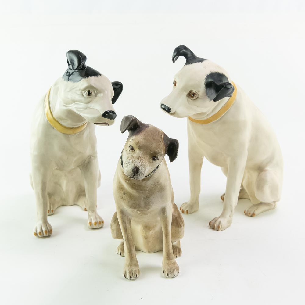 (3) Nipper Rca Phonograph Advertising Dogs