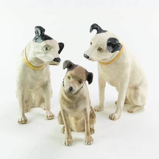 (3) Nipper Rca Phonograph Advertising Dogs