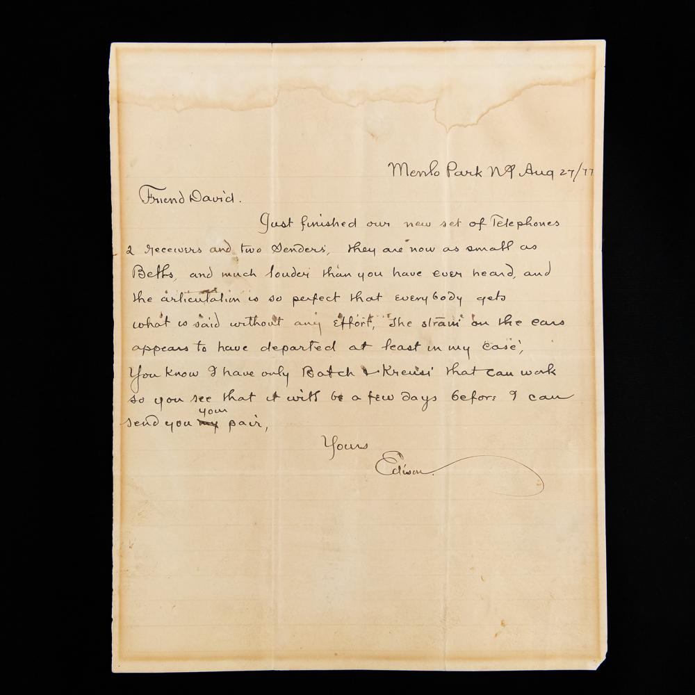 Edison Handwritten Signed Letter 1877