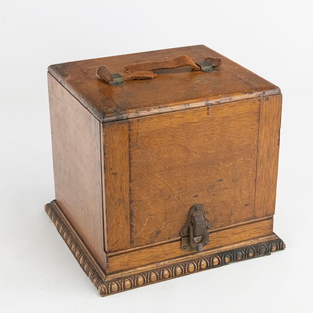 Early Oak Record Storage Box For 7" Records Auction