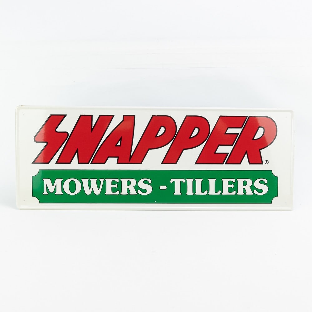 Nos Metal Snapper Mowers - Tillers Sign Auction