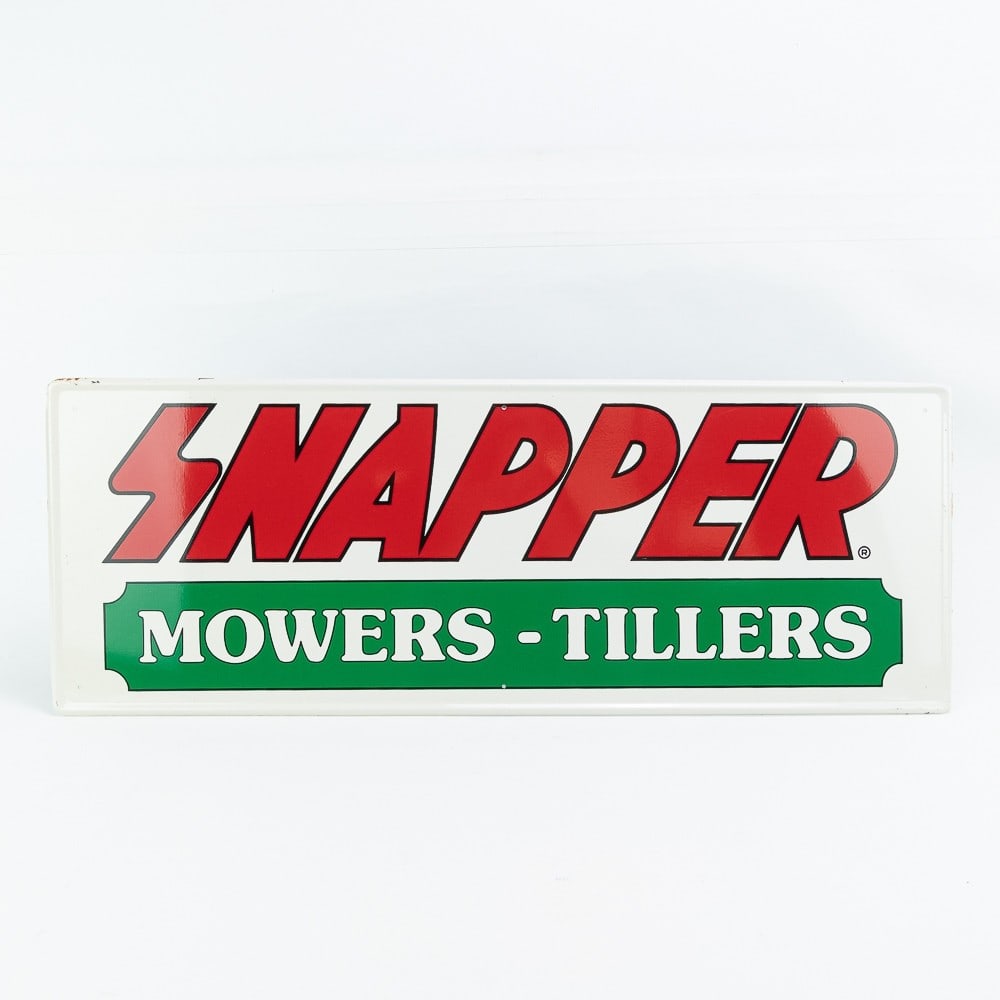 Nos Metal Snapper Mowers - Tillers Sign Auction