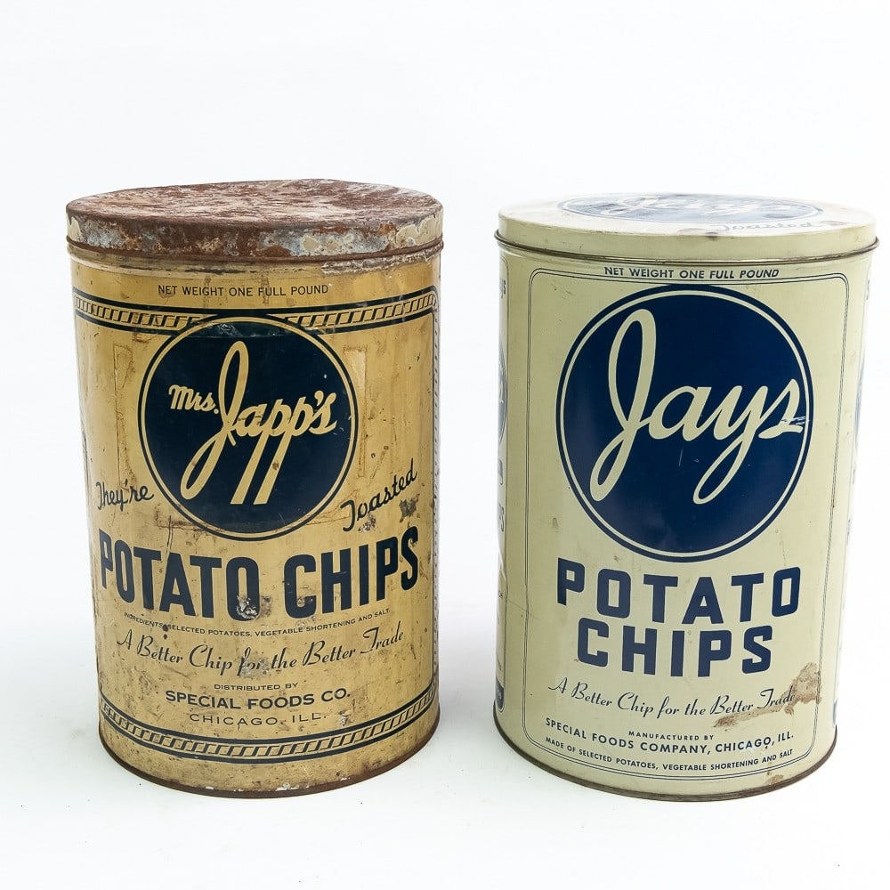 Japp's And Jays Potato Chip Canisters (2) Auction