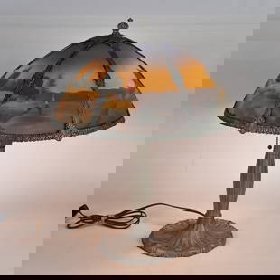 Beautiful Reverse Painted Lamp Auction