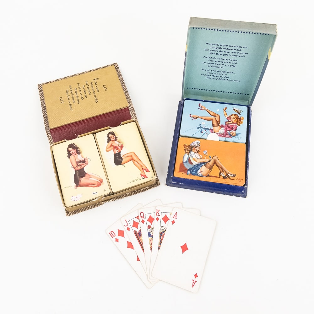 (2) Vintage Double Deck Pin Up Girl Playing Cards Auction