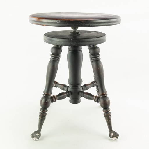 Wood Piano Stool With Glass Ball Feet
