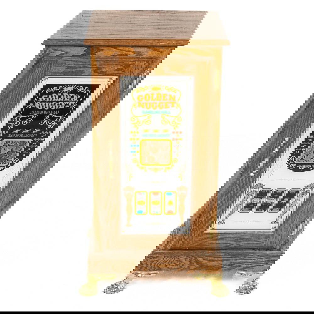 Oak Golden Nugget Slot Machine Stand Auction