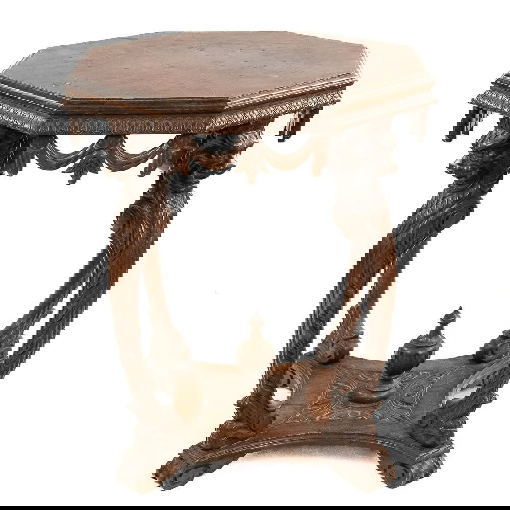 Octagonal Top Lions Head Side Table Auction