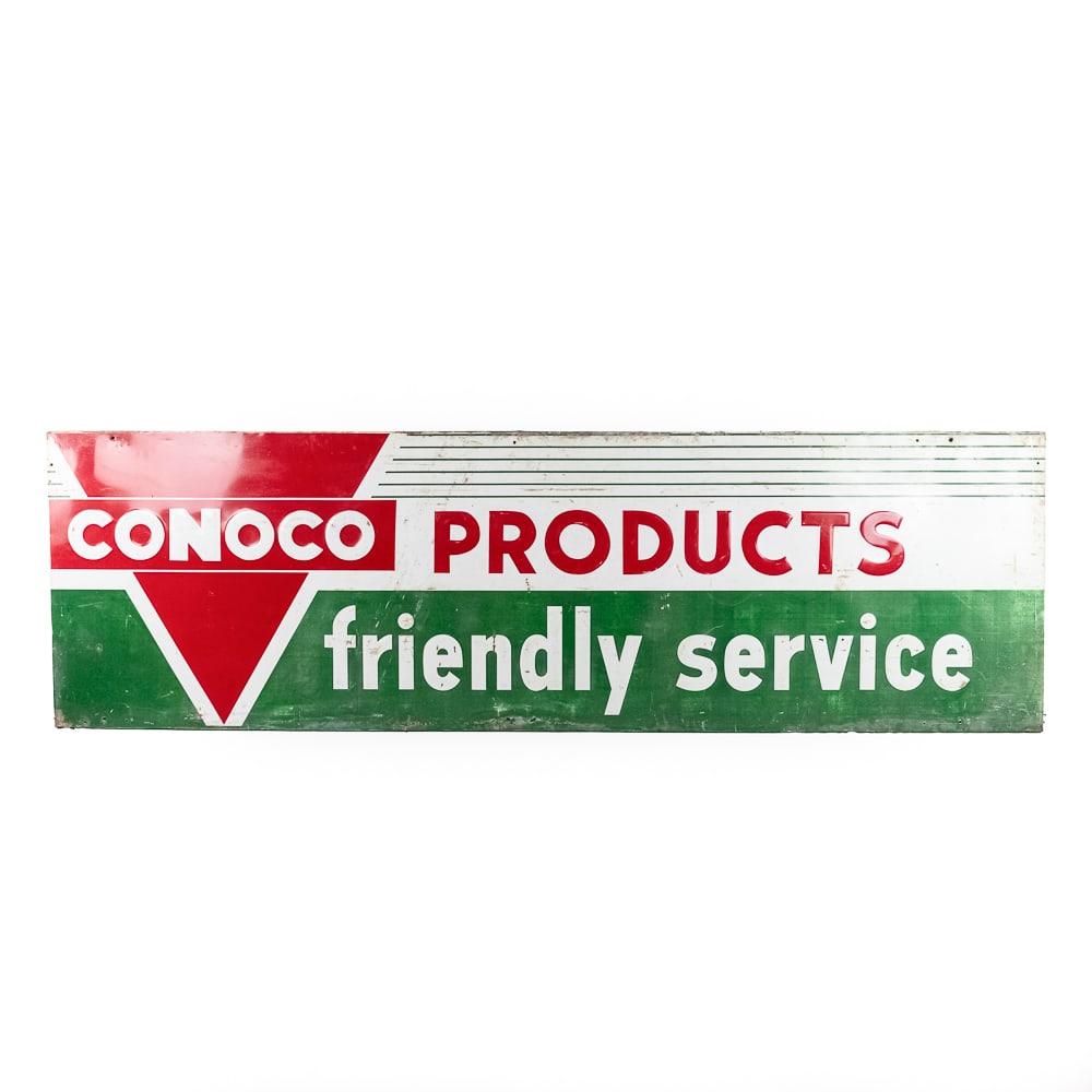 Conoco Products Embossed Metal Advertising Sign Auction