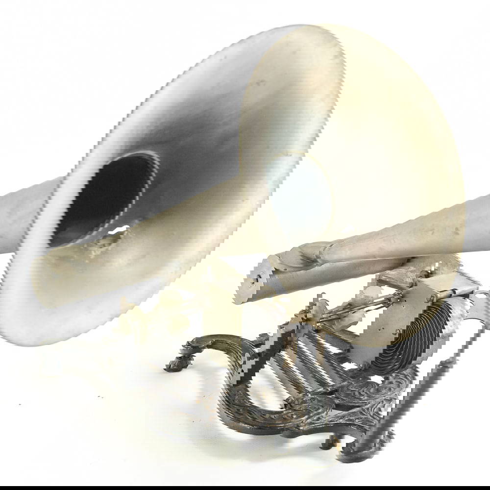 Puck Cylinder Phonograph Cast Iron Lyre Harp Base Auction