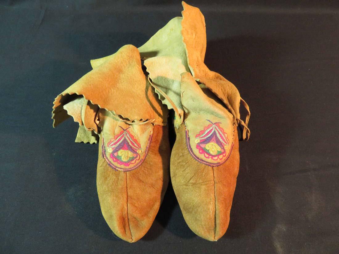 Native American Cree Embroidered Moccasins